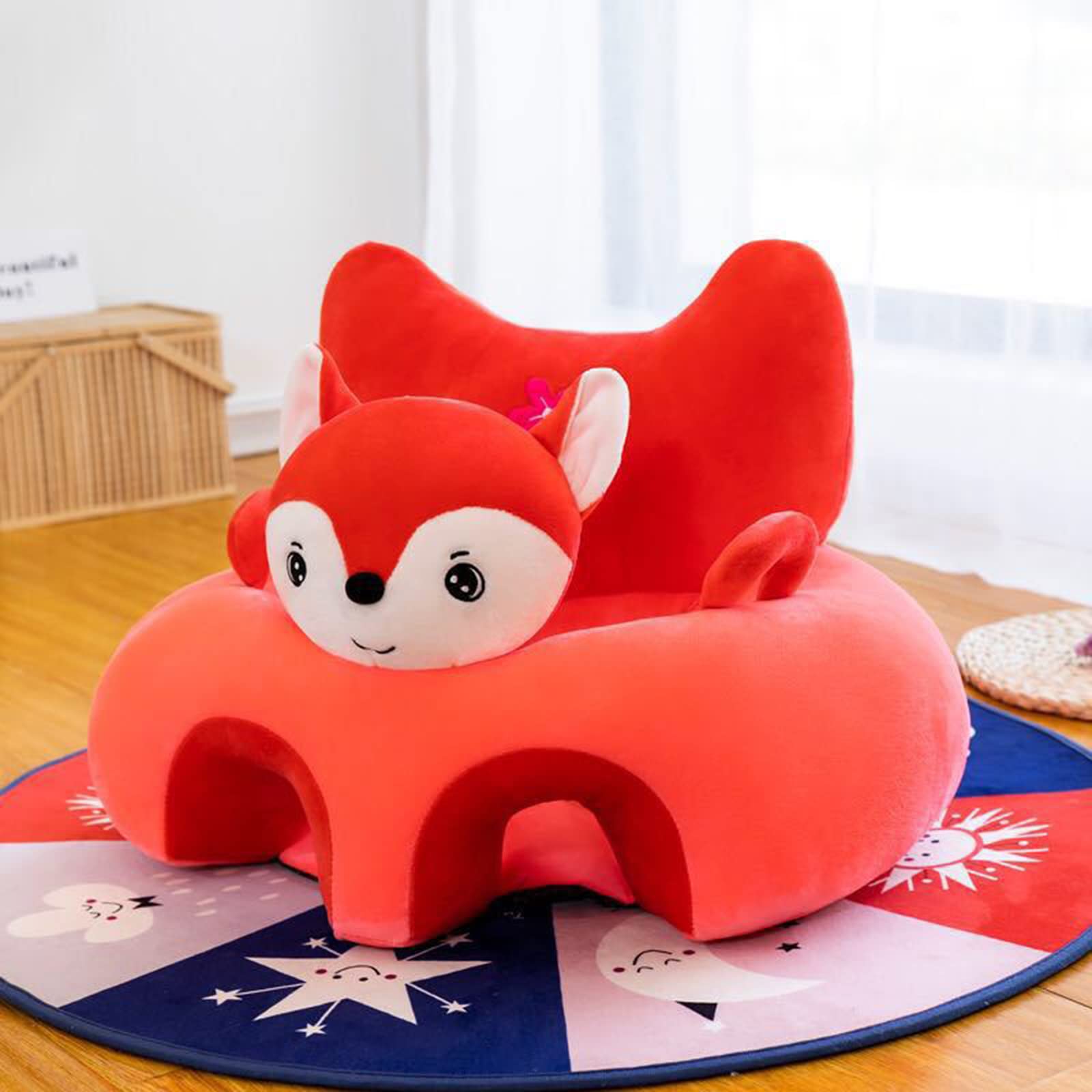 FAMKIT Baby Floor Seat Learn to Sit Lounger Cover Baby Learning Sitting Chair Cover for Infants Toddler (Only Cover, Without Stuffing)