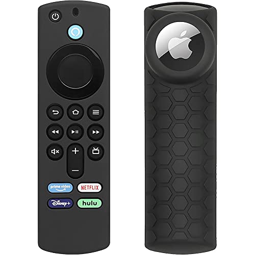 SaharaCase Amazon Fire TV Stick 4K (3rd Generation) Remote Silicone Case for Apple AirTag Lightweight Anti Slip Shockproof Silicone Cover (Black)