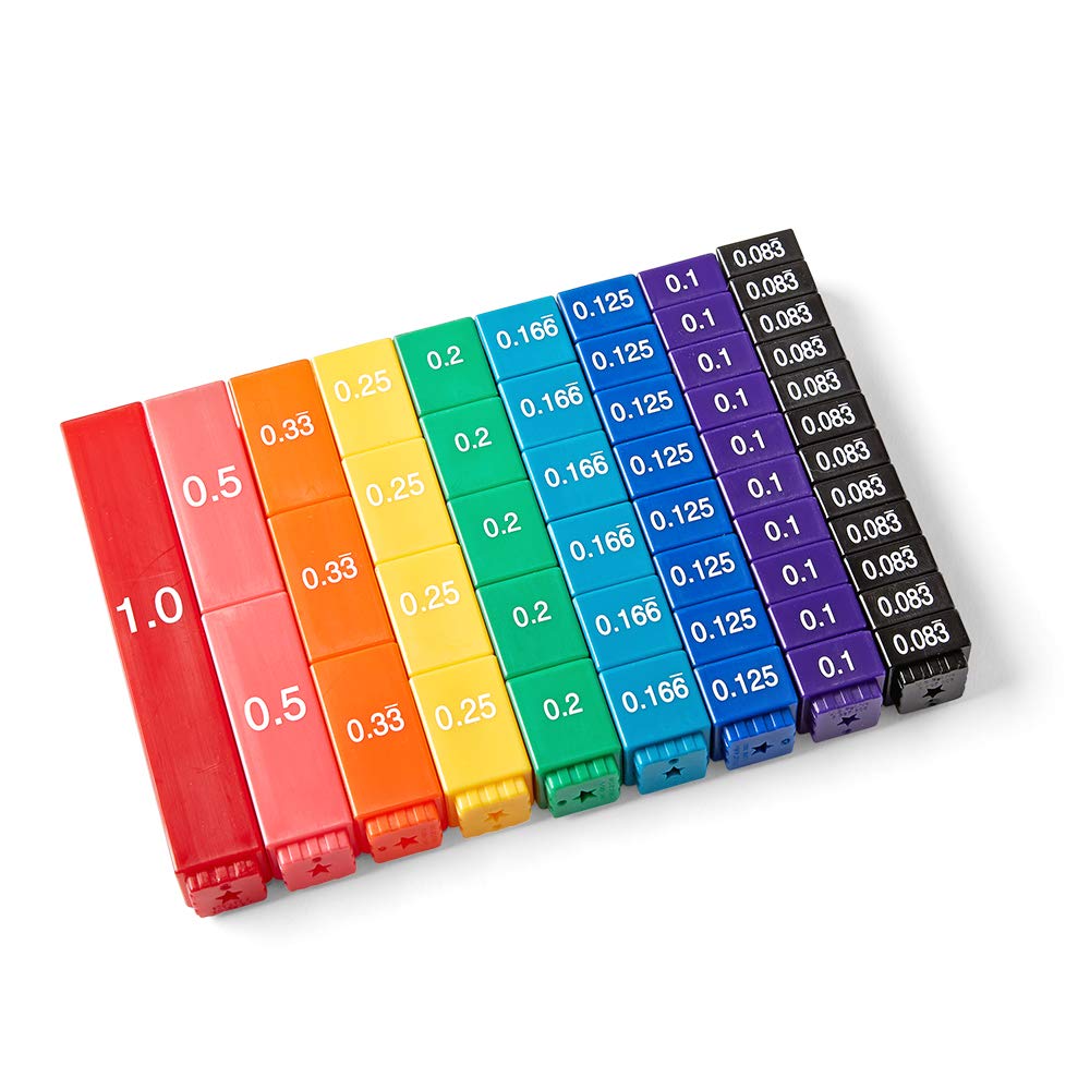 hand2mind Rainbow Fraction Tower Equivalency Cubes, Montessori Math Materials, Fraction Manipulatives, Unit Fraction, Fraction Cubes, Math Manipulatives for Elementary School (15 Sets)