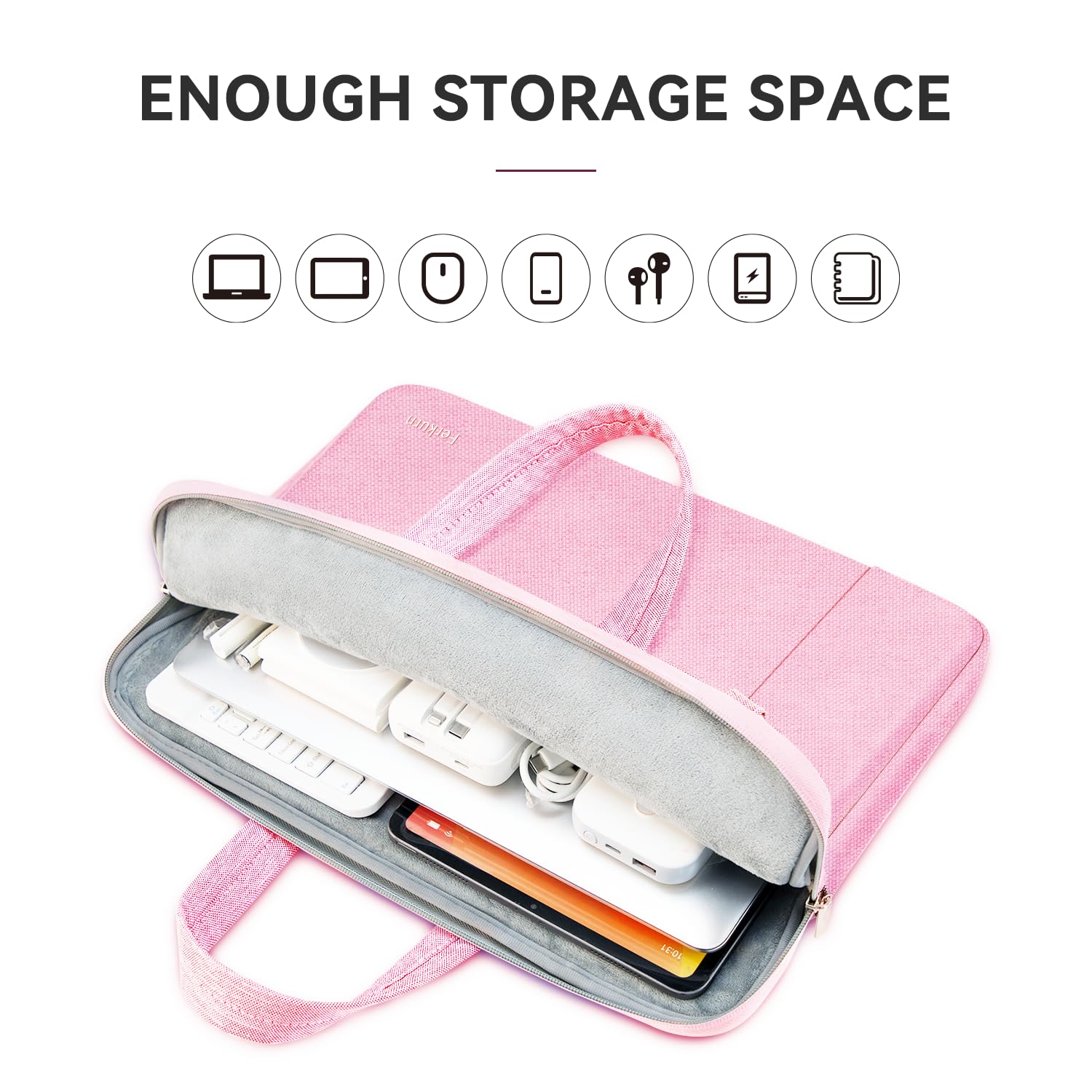 Ferkurn Laptop Bag Case Women Men Computer Sleeve with Shoulder Compatible with HP Envy Pavilion/Inspiron/Thinkpad/Vivobook/MSI/Surface,Waterproof Briefcase with Handle, Pink, 17 17.3 Inch