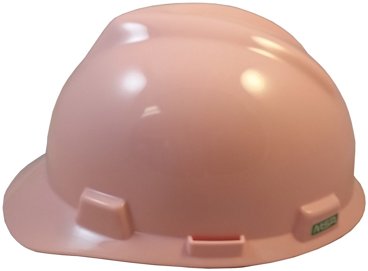 MSA V Cap Style Hard Hats w/FasTrac III Suspensions and Handy Tote Bag - Standard Pink