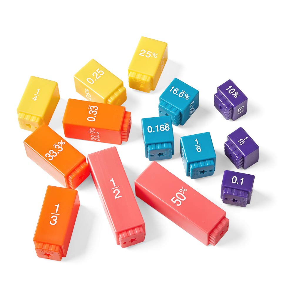 hand2mind Rainbow Fraction Tower Equivalency Cubes, Montessori Math Materials, Fraction Manipulatives, Unit Fraction, Fraction Cubes, Math Manipulatives for Elementary School (15 Sets)
