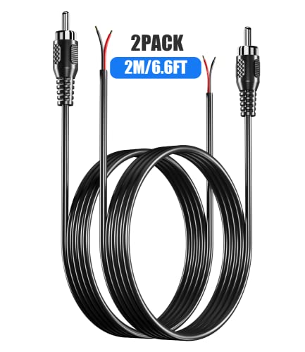 BERLAT RCA to Speaker Wire Adapter, Speaker Bare Wire Cables to RCA Plugs Adapter Repair Speaker Cord for Speakers Amplifier Audio Video AV Receivers (2 Pack 20AWG 6.6 ft)