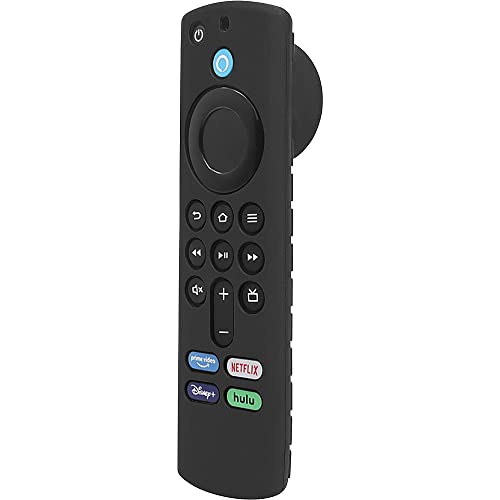 SaharaCase Amazon Fire TV Stick 4K (3rd Generation) Remote Silicone Case for Apple AirTag Lightweight Anti Slip Shockproof Silicone Cover (Black)