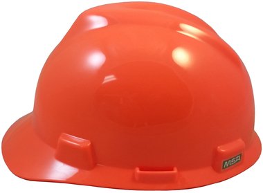 MSA V Cap Style Hard Hats w/FasTrac III Suspensions and Handy Tote Bag - Hi Viz Orange
