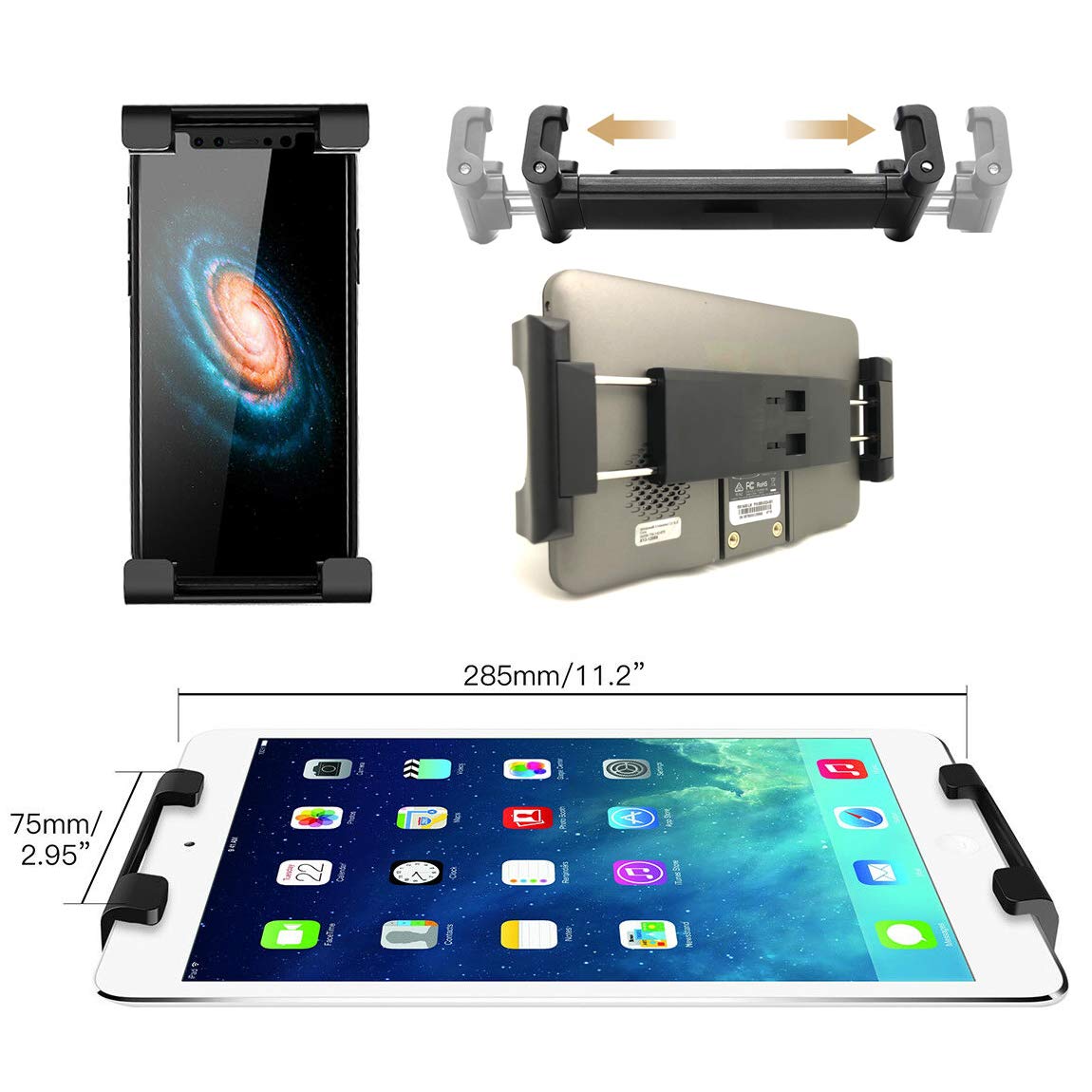 Heavy Duty Tablet GPS Smartphone AMPS Drill Base Dash ELD Mount for Truck Van Commercial Vehicle Semi Fleet Limo (Holder fit all Tablets & Phones iPhone)