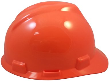 MSA V Cap Style Hard Hats w/FasTrac III Suspensions and Handy Tote Bag - Hi Viz Orange