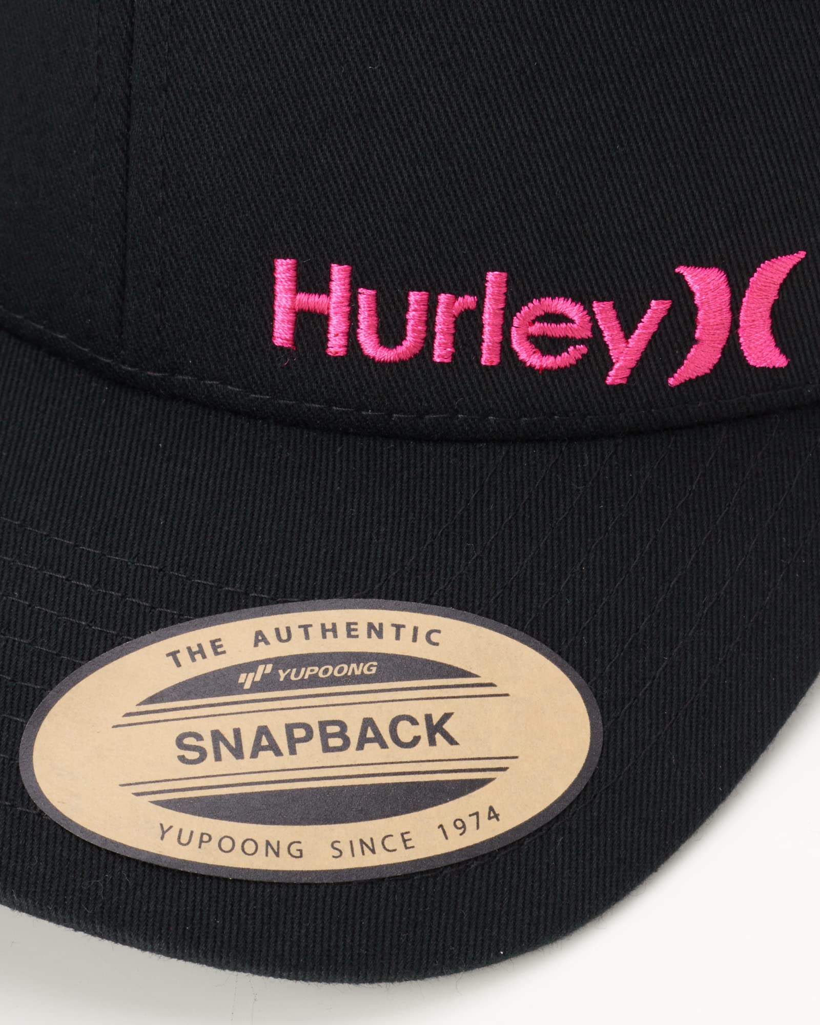 Hurley Men's Trucker Hat - Corp Snap Back Comfortable Curved Bill with Adjustable Snap Closure - Trucker Hats for Men, Black/Pink