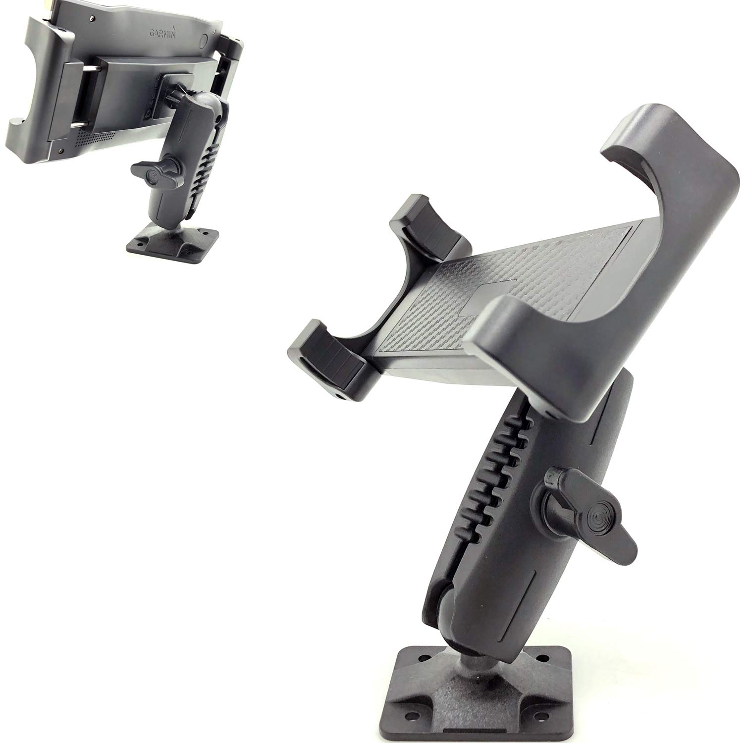 Heavy Duty Tablet GPS Smartphone AMPS Drill Base Dash ELD Mount for Truck Van Commercial Vehicle Semi Fleet Limo (Holder fit all Tablets & Phones iPhone)