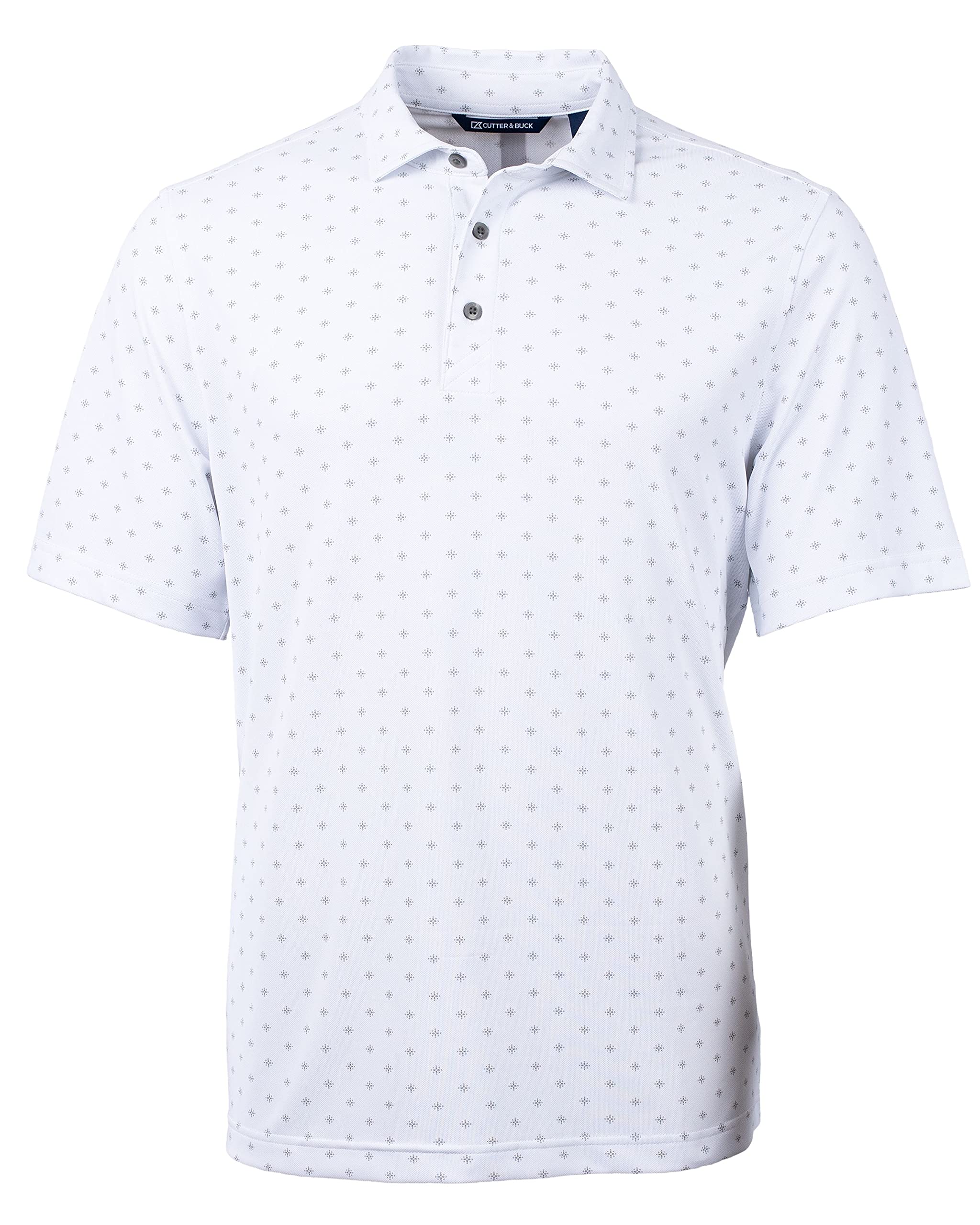 Cutter & Buck mens Virtue Eco Pique Tile Print Recycled Big Tall Polo Shirt, White, 3X US
