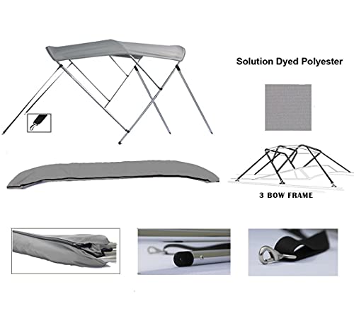 SBU Light Grey Aluminum 3-Bow Bimini Top Compatible for Regal 1900 FASTRAC BR for Model Years 2006-2009