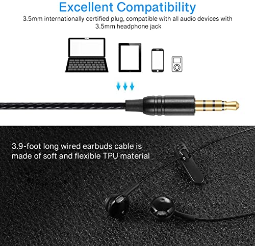 GUUVOR Wired Earbuds with Microphone, in-Ear Headphones HiFi Stereo, Powerful Bass and Real Sound, Magnetic Function, 3.5mm Headphone for iPhone, iPad, Android Phones, MP3, Laptop, Computer