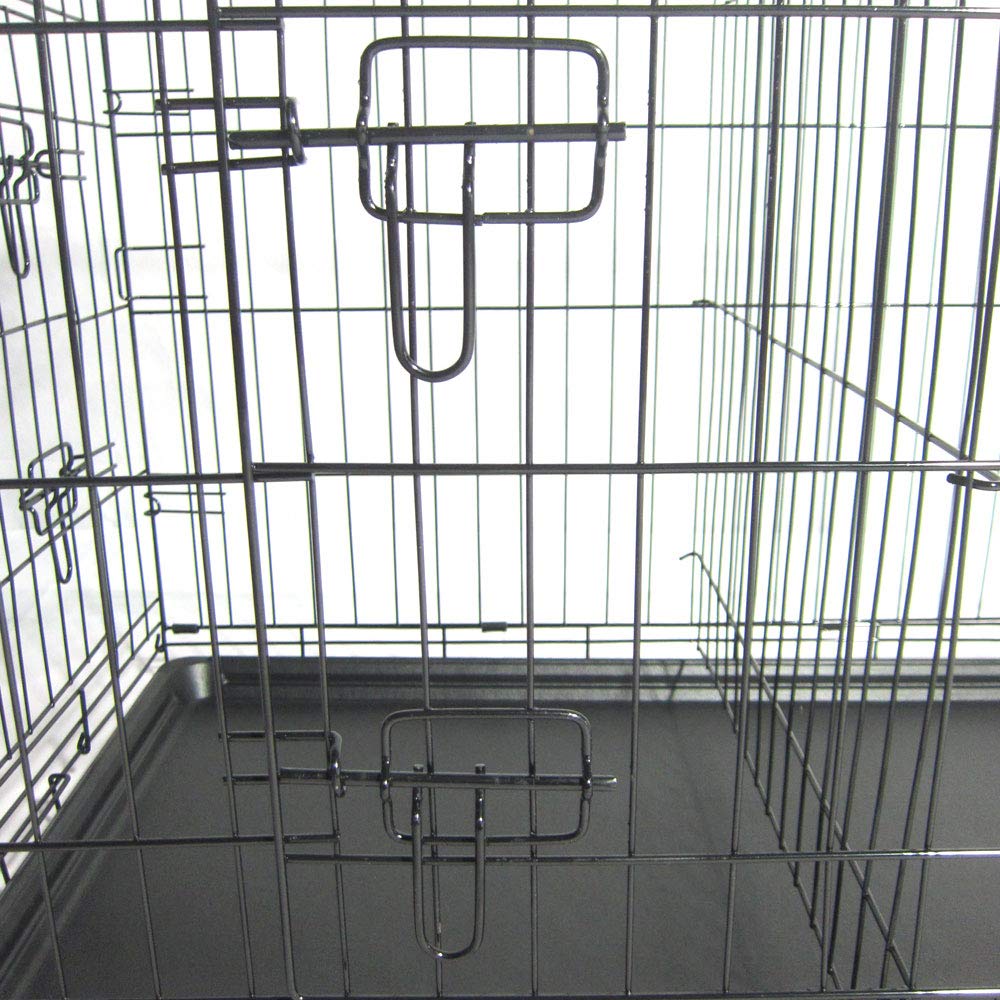 Dog Crate Large Foldable Dog Kennel Metal Wire Pet Dog Cage with Double-Door Leak-Proof Tray Divider Panel and Handle for Dog Cat Pet,Black (42")