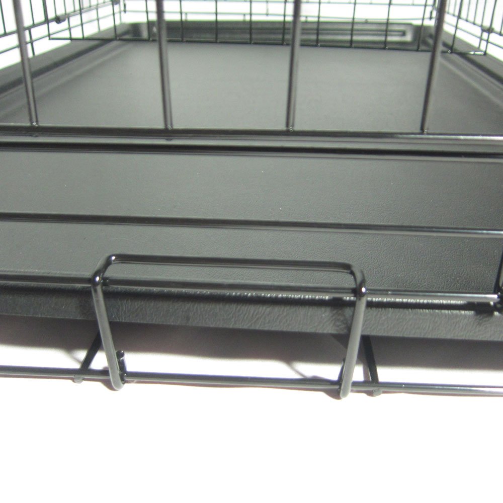Dog Crate Large Foldable Dog Kennel Metal Wire Pet Dog Cage with Double-Door Leak-Proof Tray Divider Panel and Handle for Dog Cat Pet,Black (42")