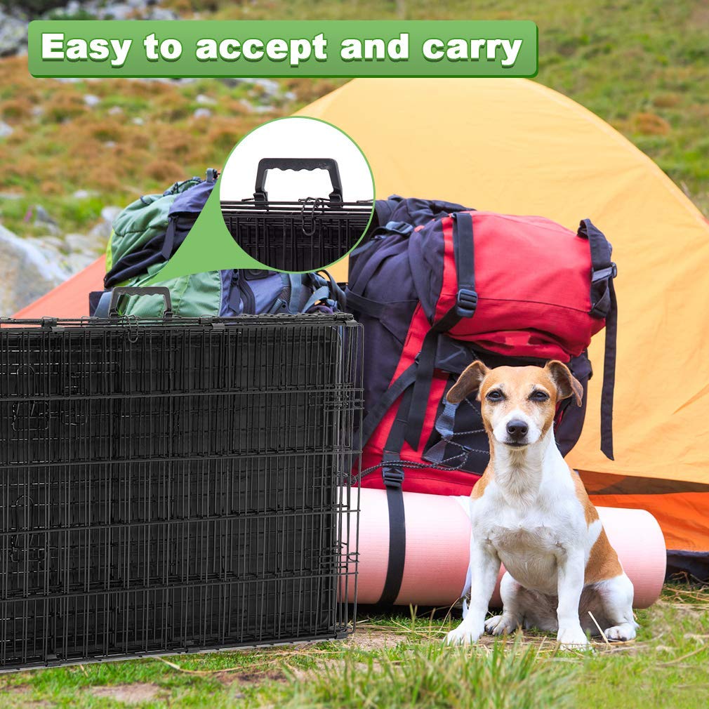Home for Pets Dog Crate Cage Extra Folding Large Double Door Pet Crate,Includes Divider and Tray,48,Black