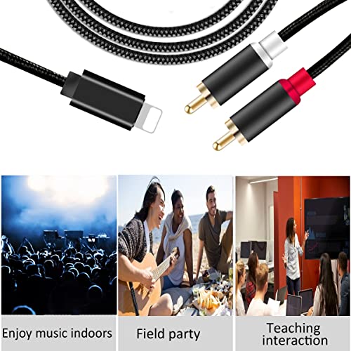 Male-Male RCA Audio Aux Cable, Stereo Y Splitter Red and White Cord Jack Adapter, Compatible with iPhone/iPod/iPad Connect to Car, Amplifiers, Home Theater, Speaker and More(3.6ft), Black