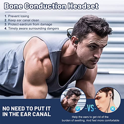 Air Conduction Headset Stereo Wireless Bluetooth Headset Sports Running Power Digital Display with Noise-canceling Microphone for Office Home Business Trucker Drivers Commercial