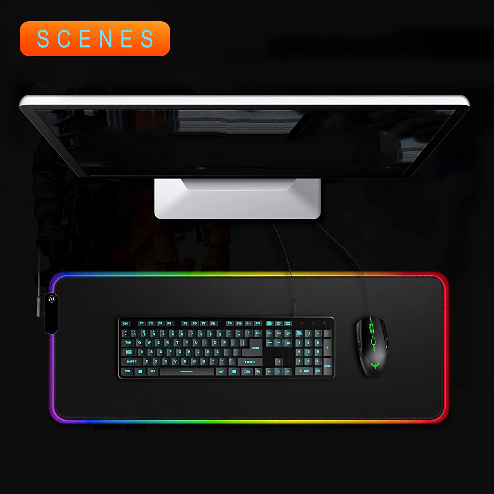 Personalized RGB LED Gaming Mouse Pad Make Your Own Customized Gaming Mousepad Custom Mouse Mat for Office Dorm Personalised Gifts Presents for Gaming Lovers, 23.6x13.8in