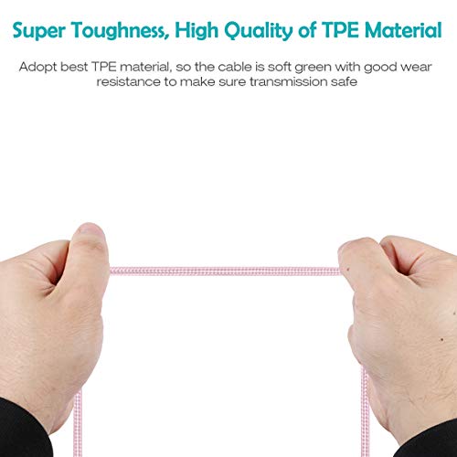 Yoodelife 3 Feet Replacement High Speed USB 2.0 Nylon Braided Sync and Charging Charger Cable Cord for Apple iPhone 4, 4s, 3G, 3GS, 2G, iPad 1/2/3 iPod Touch, iPod Nano - Rose Gold