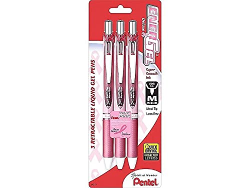 Pentel® EnerGel® RTX Retractable Liquid Gel Pens, Medium Point, 0.7 mm, 54% Recycled, Assorted Barrel Colors, Black Ink, Pack Of 3 Pens