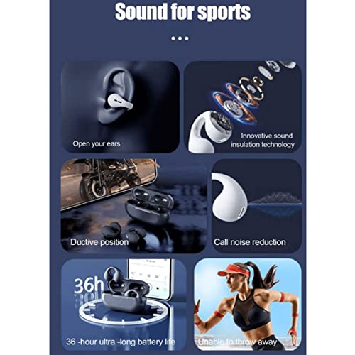 Wireless Ear Clip Bone Conduction Headphones, Open Ear Bone Conduction Earbuds, Mini Bone Conduction Headphones, Open Ear Headphones Wireless Bluetooth for Running Sports (Black)