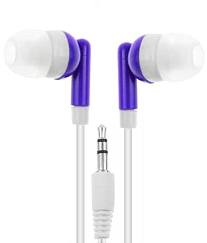 LowCostEarbuds Bulk Pack of 25 Purple/White Earbuds/Headphones - Individually Wrapped, CB-PUPLE-25-WRAP-FBA