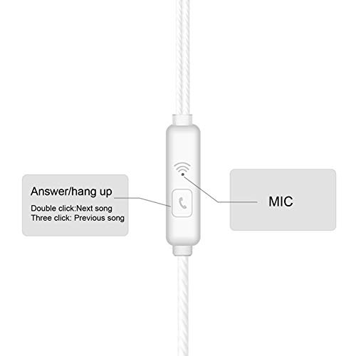 Heave Wired Headphones with 3.5mm Jack Microphone Powerful Bass in-Ear Headphones Noise Islating Earbuds for for Music,Gaming,Sports White