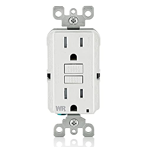 Leviton GFWT1-W Self, Resistant and Tamper, 15-Amp, White & TayMac MM420C 1-Gang Nonmetallic Extra Duty Weatherproof in-Use Horizontal/Vertical 16-in-1 Standard Cover, 2.75 in, Clear