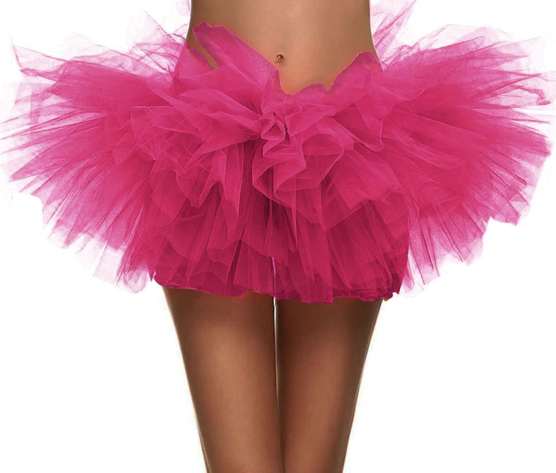 Women's Vintage 5-layered Run Walk Little Princess Dash Event Tutu Skirt, Rose, One Size - Waist 26"-47"