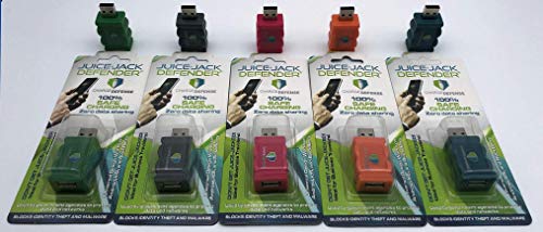 4th Gen USB Data Blocker, Juice-Jack Defender Protect Against Juice Jacking, Mobile Security Gadget Purchased by White House to Protect its Employees and Networks (Gray, Green, Magenta, Orange, Teal)