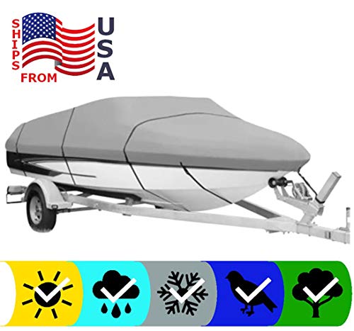 SBU Grey Heavy-Duty Boat Cover Compatible for Regal FASTRAC 1900 BR 2004-600 Denier Woven Polyester - 2 Year Warranty & Storage Bag Included