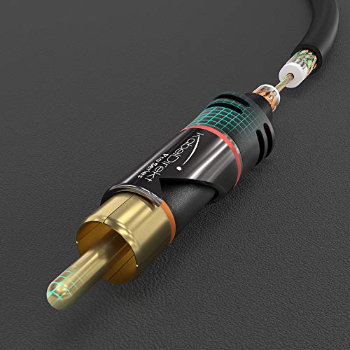 KabelDirekt β 10ft Long β RCA/Phono Y Cable, 1 to 2 RCA/Phono, Stereo Audio Cable (Coax Cable, RCA/Phono Male/Male Plugs, Analog/Digital, Adapter for subs/amps/Hi-Fis/Home Theater/receivers, Black)