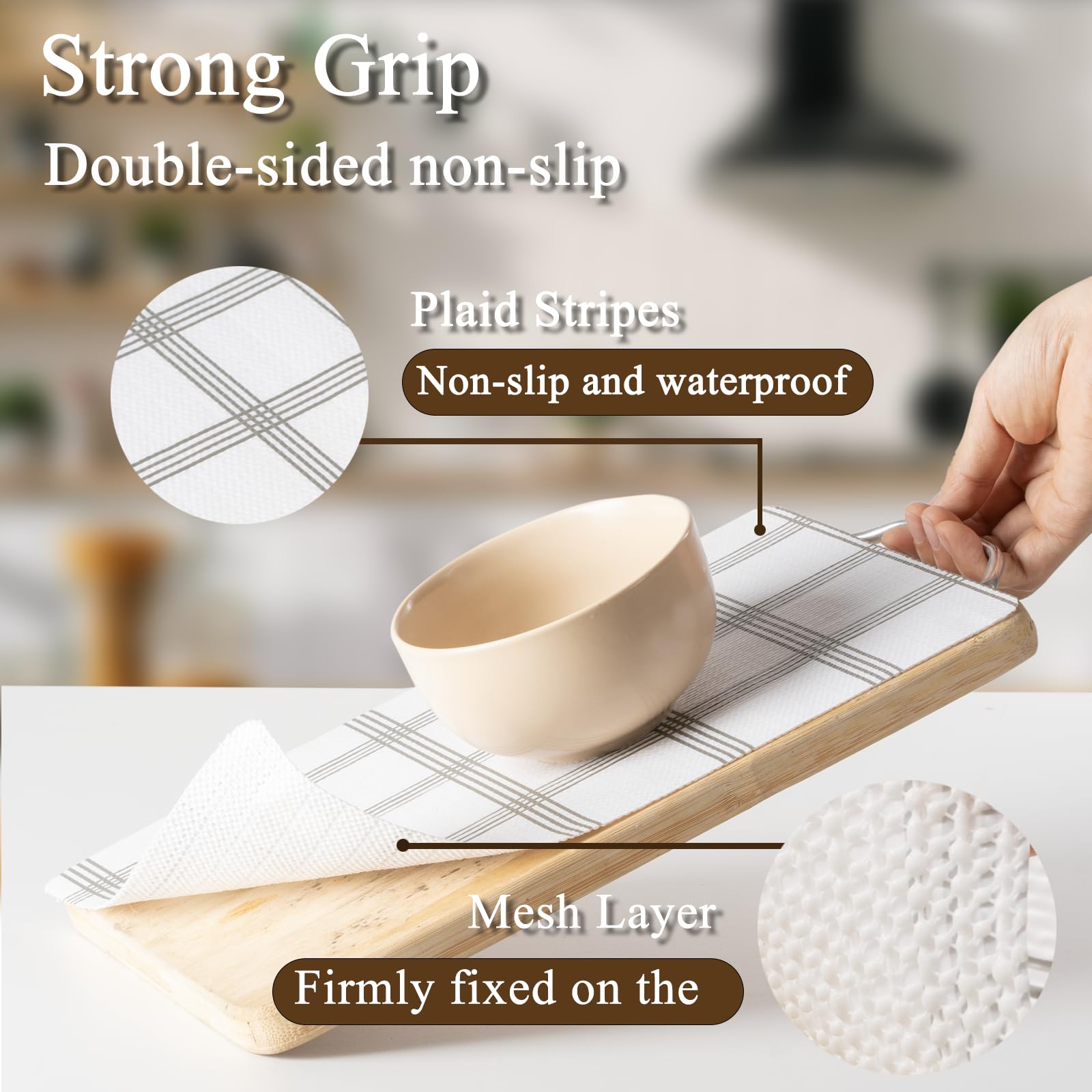Shelf Liner for Kitchen Cabinets,17.7Inch x 78.7Inch , Non Adhesive, Kitchen Drawer Liner Roll for Refrigerator/Pantry/Shelves/Under Sink, Waterproof Double Sided Non-Slip,Washable Cabinet Liners