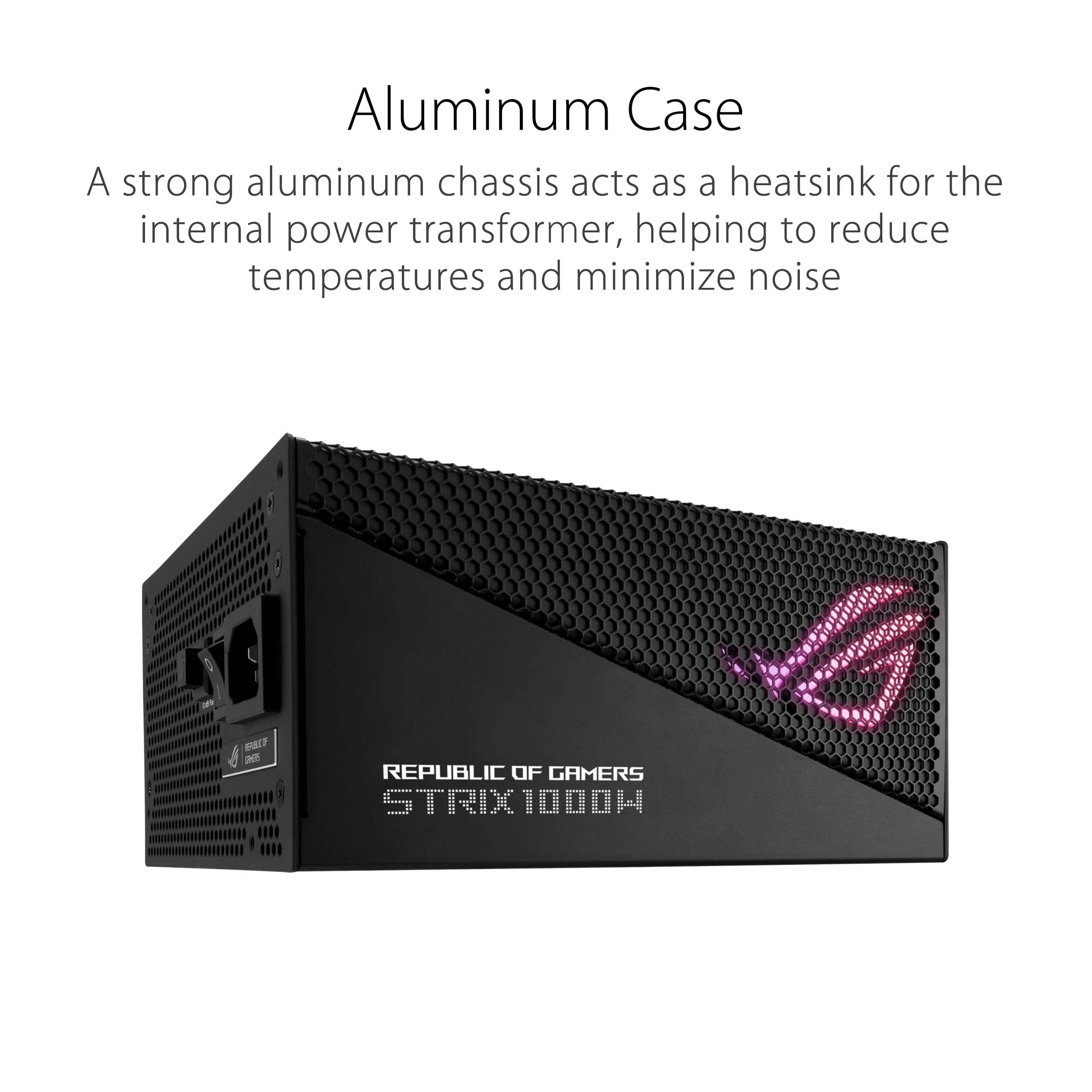 ASUS ROG Strix 1000W Gold Aura Edition (Fully Modular Power Supply, 80+ Gold Certified, ATX 3.0, Cybenetics Lambda A+ Certification, PCIe Gen 5.0 Ready, Axial-tech Fan, Aura Sync, 10-Year Warranty)