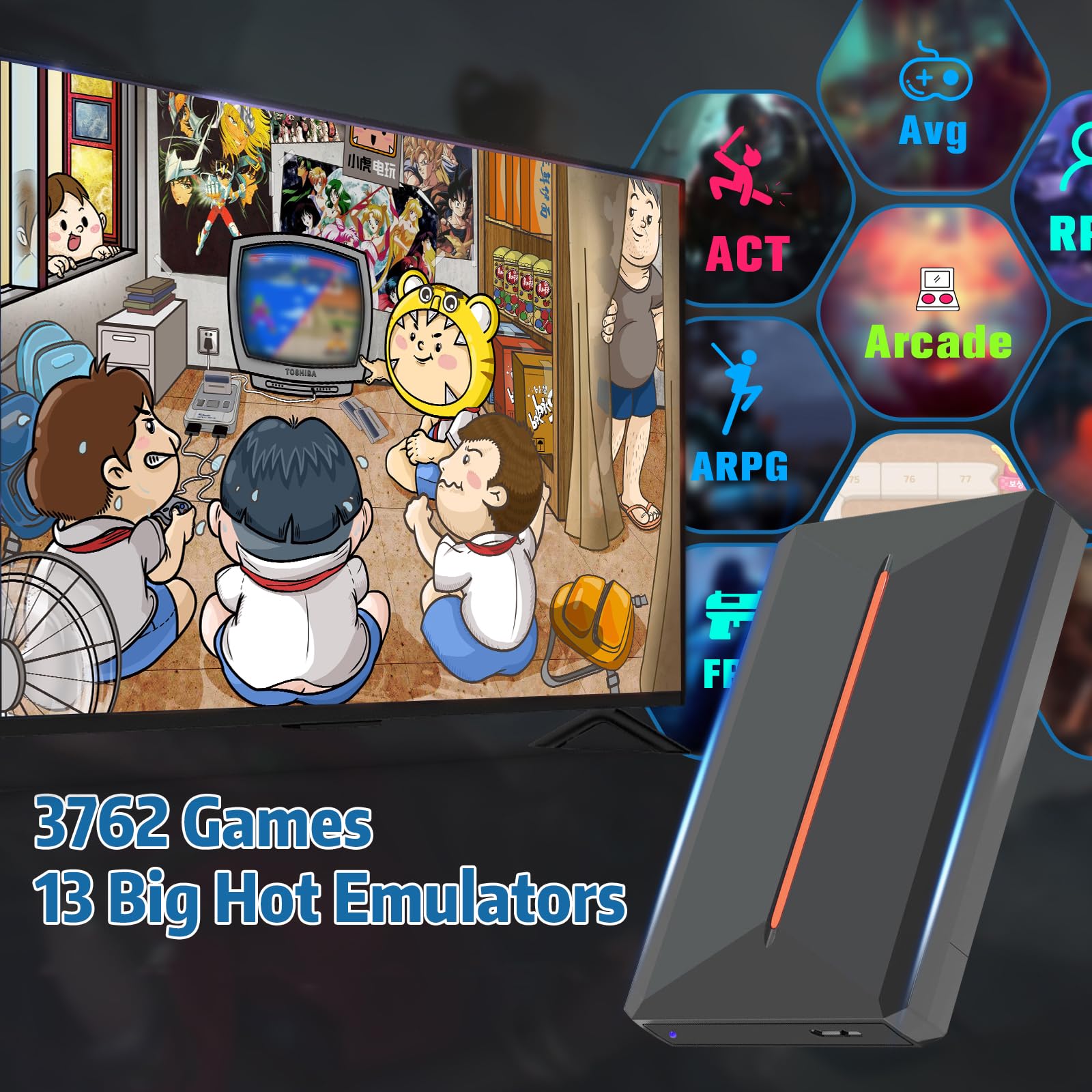 Emulator Console Game HDD 500G, Retro Game Console with 3700+ Video Games & 13 Hot Emulators, Compatible with Launchbox Hard Drive for PC with Win 8.1/10/11, Plug and Play,Sata 3 to USB 3.0,Up to 6G/s