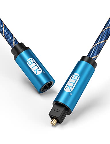 EMK Optical Audio Cable(3.3ft/1m) Toslink Male to Female Audio Adapter Cable,Extension Adapter Nylon Braided Cord Compatible for Home Theater, Sound Bar, TV,Xbox,and More,Blue