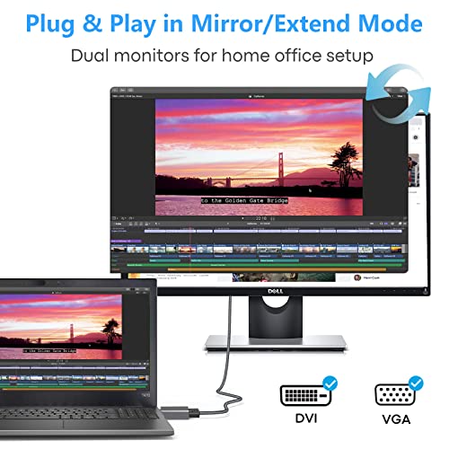 TECHTOBOX Active DVI to VGA,6FT DVI-D to VGA Male to Male Cable DVI-D 24+1 to VGA Adapter Supports 1080P FHD Compatible for Computer,Graphics Card to Old Monitor,TV,KVM