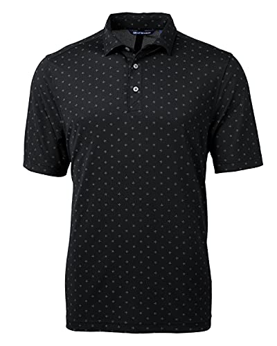 Cutter & Buck Virtue Eco Pique Tile Print Recycled Mens Big & Tall Polo, Black, LT