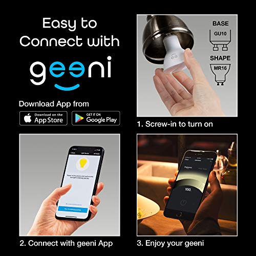 Geeni LUX MR16 2-Pack LED Smart Spot Light Dimmable Tunable GU10 Light Bulb 35W Equivalent 350 Lumens, No Hub Required Works with Alexa The Google Home, 2 Pack