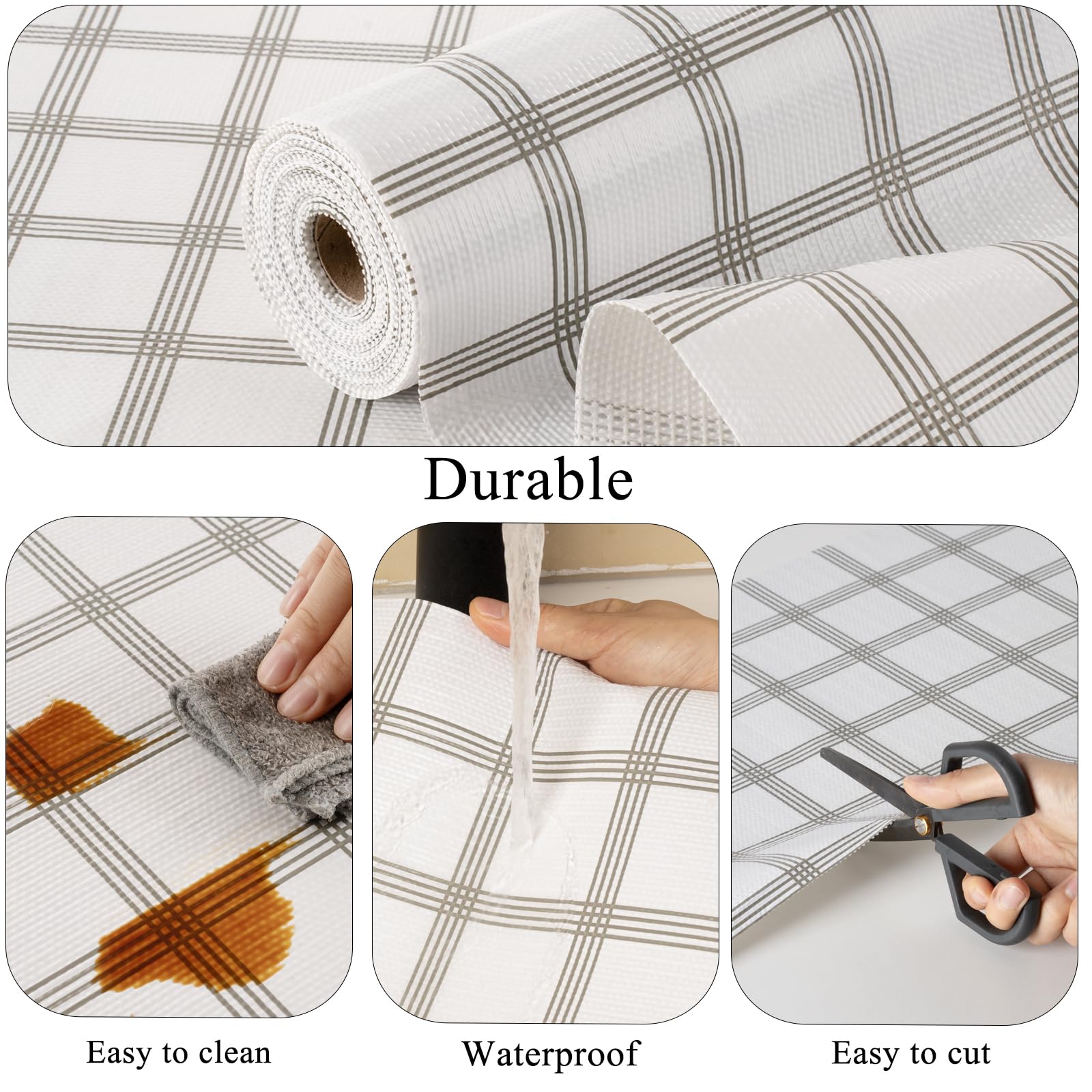 Shelf Liner for Kitchen Cabinets,17.7Inch x 78.7Inch , Non Adhesive, Kitchen Drawer Liner Roll for Refrigerator/Pantry/Shelves/Under Sink, Waterproof Double Sided Non-Slip,Washable Cabinet Liners