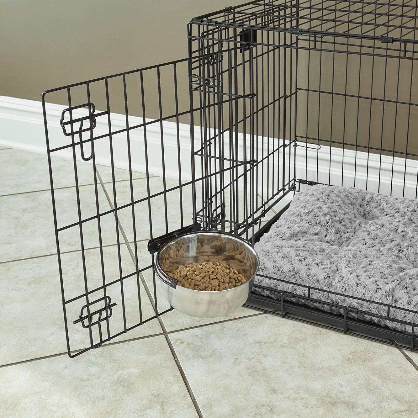 MidWest Homes for Pets Snap'y Fit Stainless Steel Food Bowl / Pet Bowl, 1 qt. for Dogs & Cats, Silver
