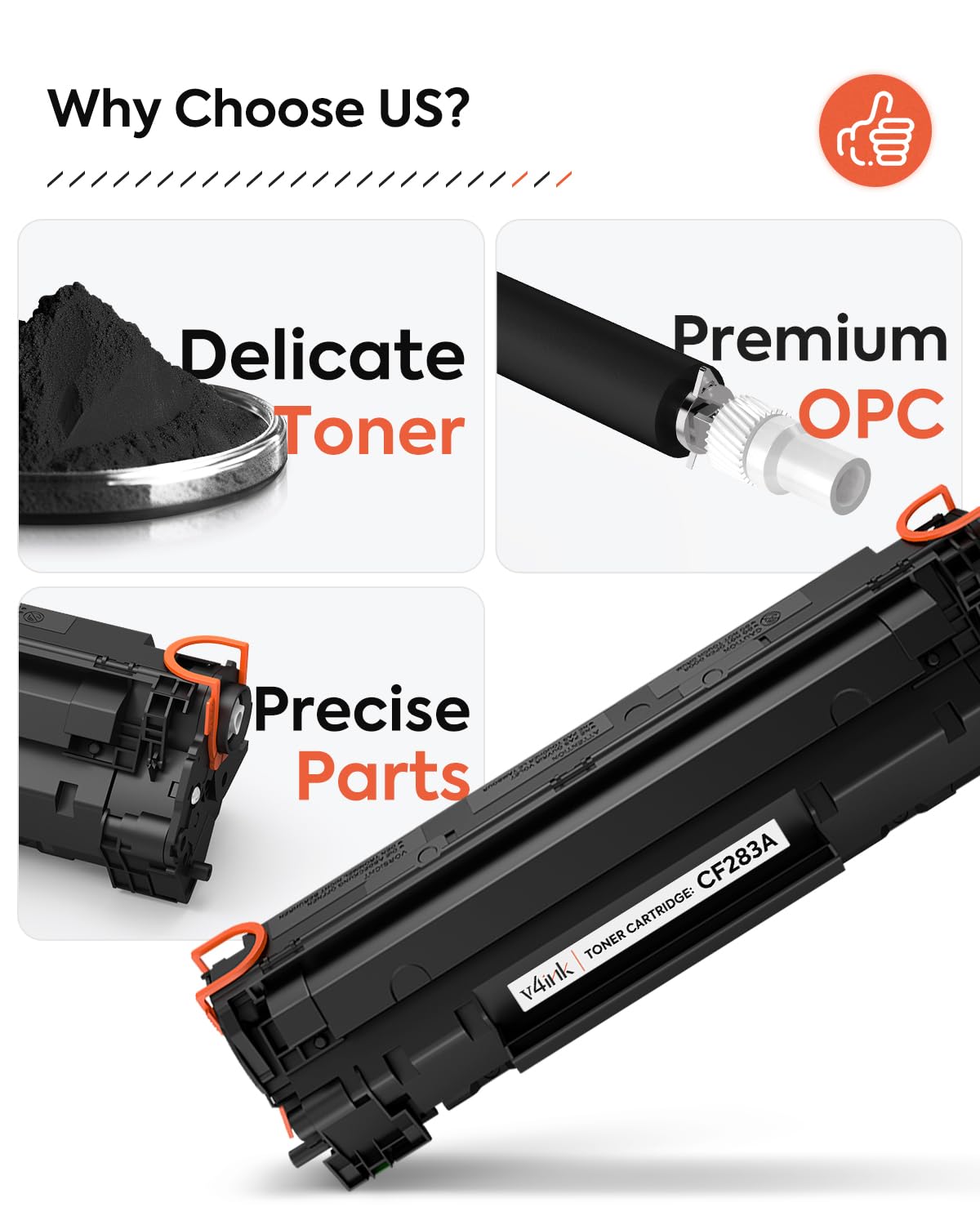 v4ink Compatible CF283A Toner Cartridge Replacement for HP 83A CF283A for use in MFP M127fw M127fn M125nw M201dw M201n M225dn M225dw M125a Series Printer (Black, 4 Pack)