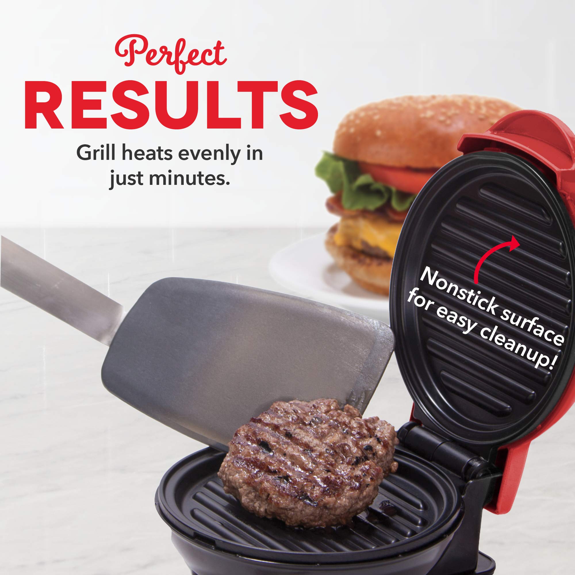 Dash Mini Maker Portable Grill Machine + Panini Press - Red & DMW001RD Machine for Individual, Paninis, Hash Browns, & other Mini waffle maker, 4 inch, Red