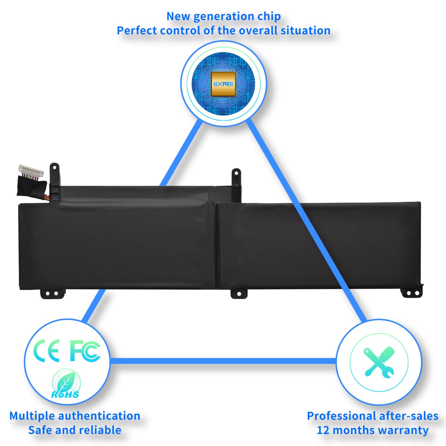 HXPK C41N1716 Laptop Battery for ASUS ROG Strix GL703GS GL703GM S7BS S7BS8750 GL703GM-DS74 GL703GM-WS74 GL703GS GL703GS-DS74 GL703GS-EE071T Series Notebook 15.4V 76Wh