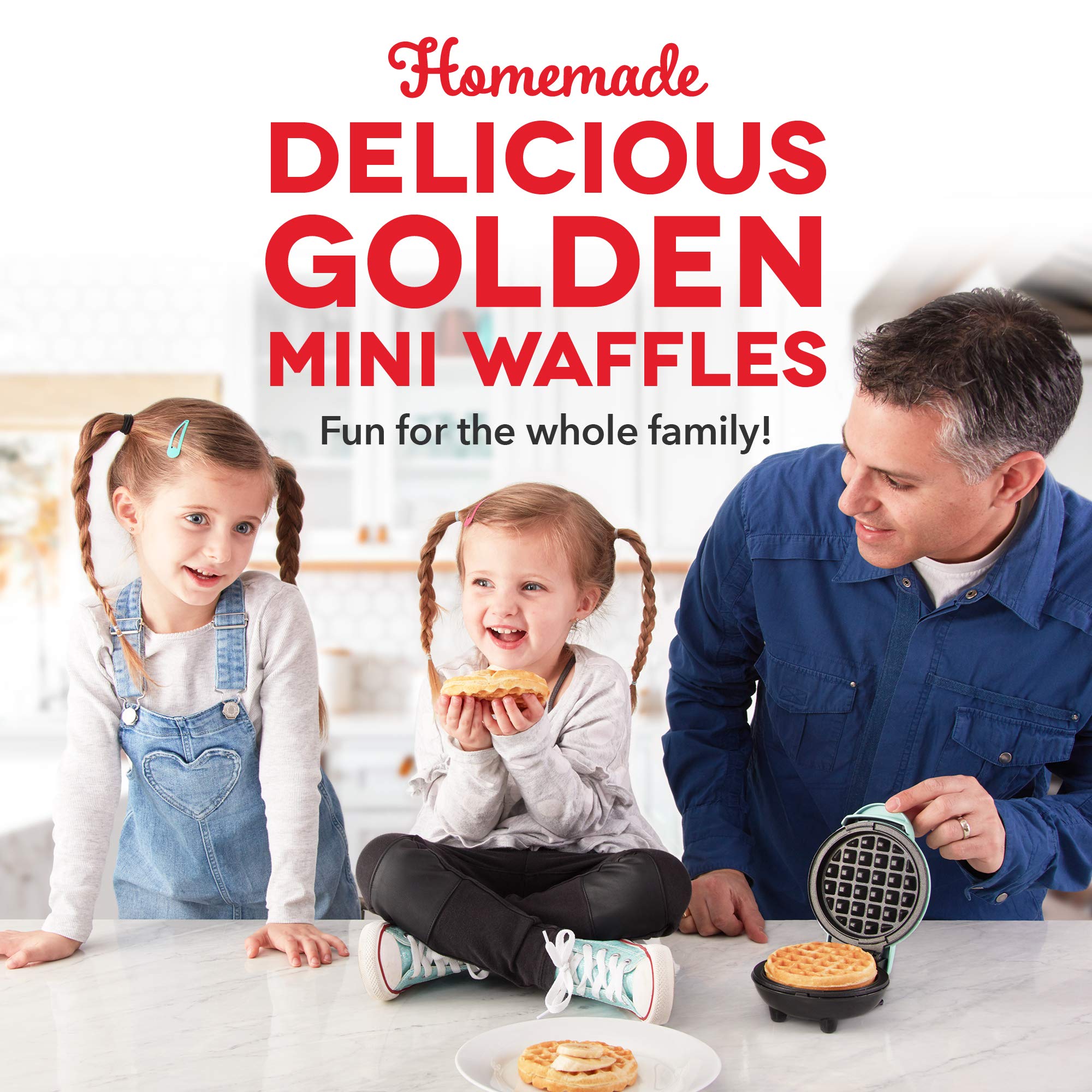 Dash Mini Maker Portable Grill Machine + Panini Press - Red & DMW001RD Machine for Individual, Paninis, Hash Browns, & other Mini waffle maker, 4 inch, Red