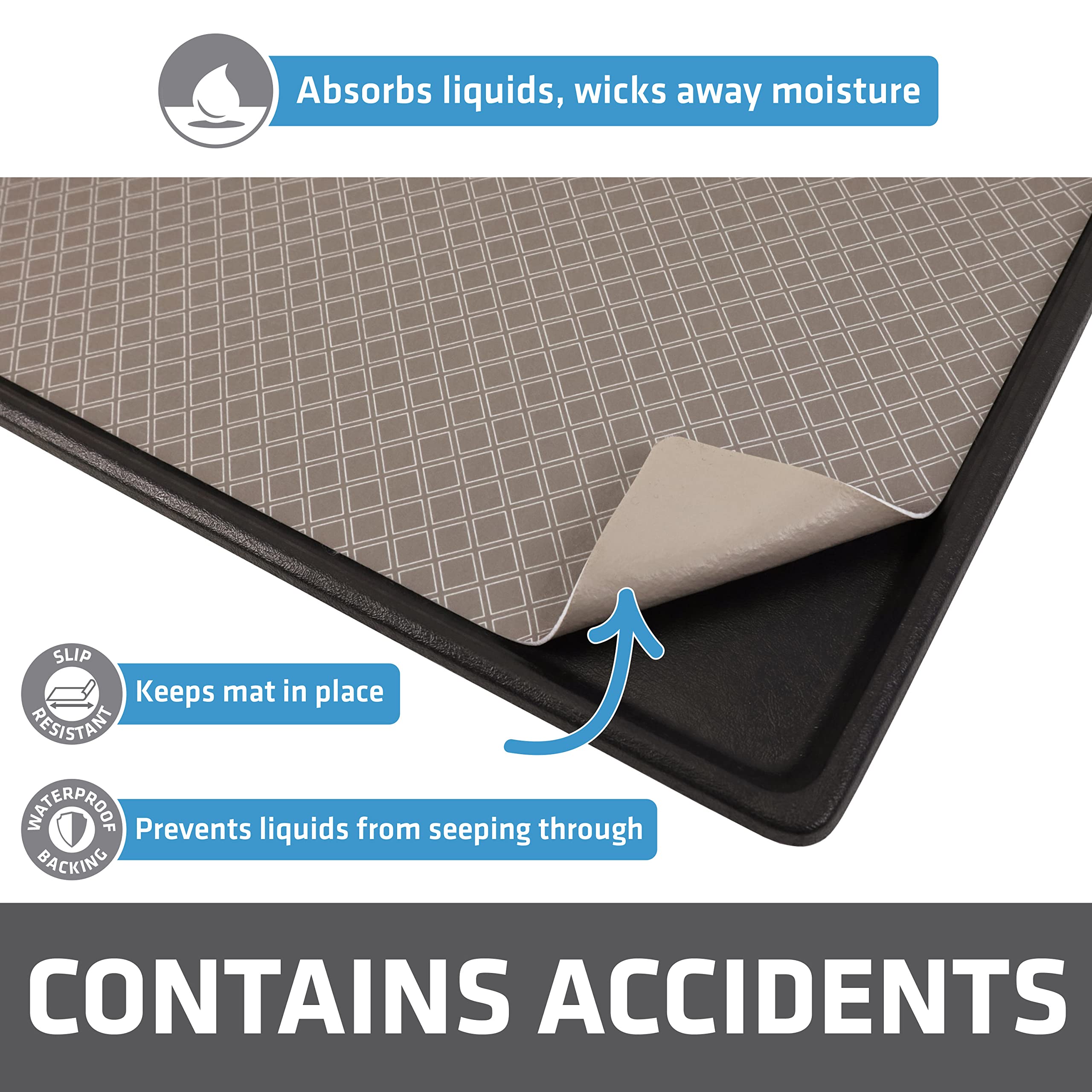 Drymate Dog Crate Mat Liner, Absorbs Urine, Waterproof, Non-Slip, Washable Puppy Pee Pad for Kennel Training - Use Under Pet Cage to Protect Floors, Thin Cut to Fit Design (USA Made) (Taupe)(29βx48β)