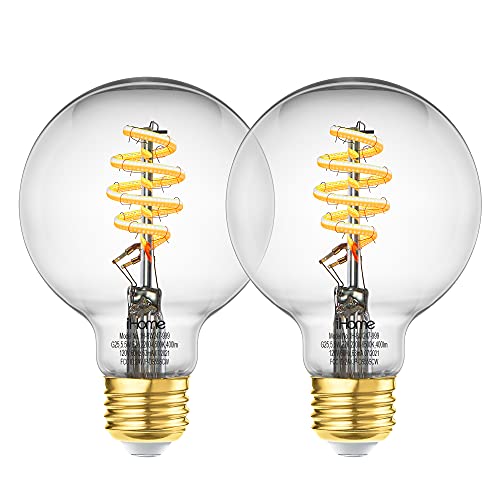 iHome Spectra Smart Spiral Edison Bulb, G25/E26 LED White Lights, 400 Lumens, 5.5W (40W Equivalent), Tunable and Dimmable White WiFi Smart Bulb, Works with Alexa and Google Home, 2 Pack