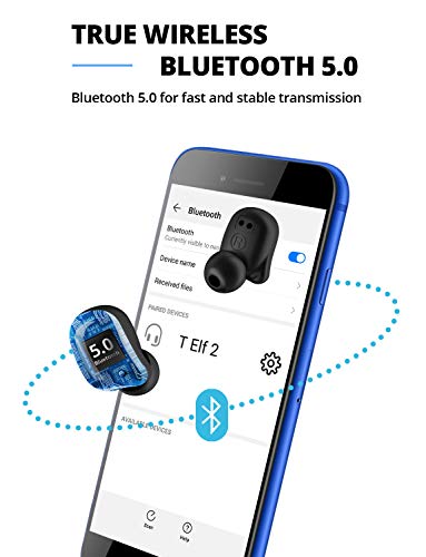 Bluedio Mini Wireless Earbuds in Ear Light-Weight Headsets Built-in Microphone Wireless Earbuds, T Elf 2 True Wireless Touch Earbuds in Ear Earphones with Charging Case for Cell Phone/Sports