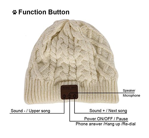 BearsFire Wireless Music Beanie Hat with Bluetooth Headphones Speaker Mic Winter Warm Skull Running Knit Cap for Men Women