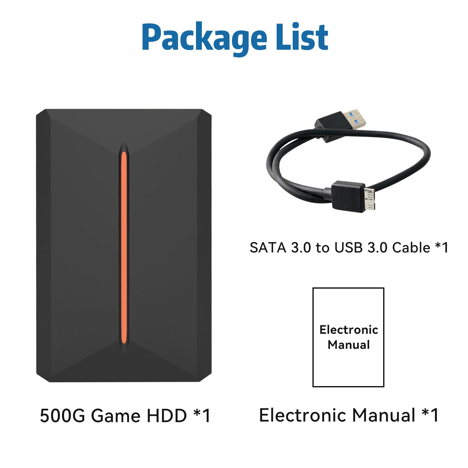 Emulator Console Game HDD 500G, Retro Game Console with 3700+ Video Games & 13 Hot Emulators, Compatible with Launchbox Hard Drive for PC with Win 8.1/10/11, Plug and Play,Sata 3 to USB 3.0,Up to 6G/s